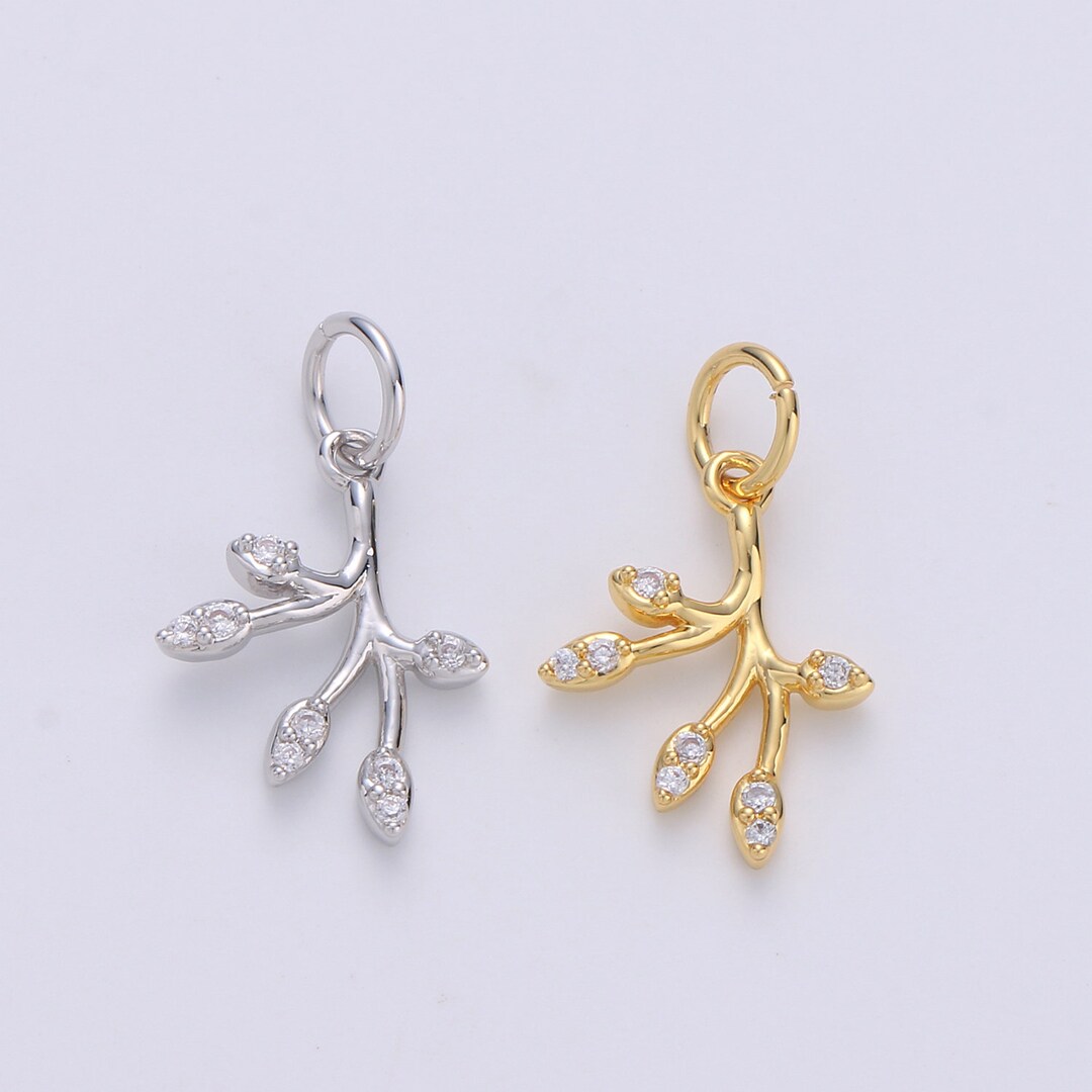 1x Gold Olive Leaf Charms Pendant,tree Branch Leaf Charm Fit DIY ...