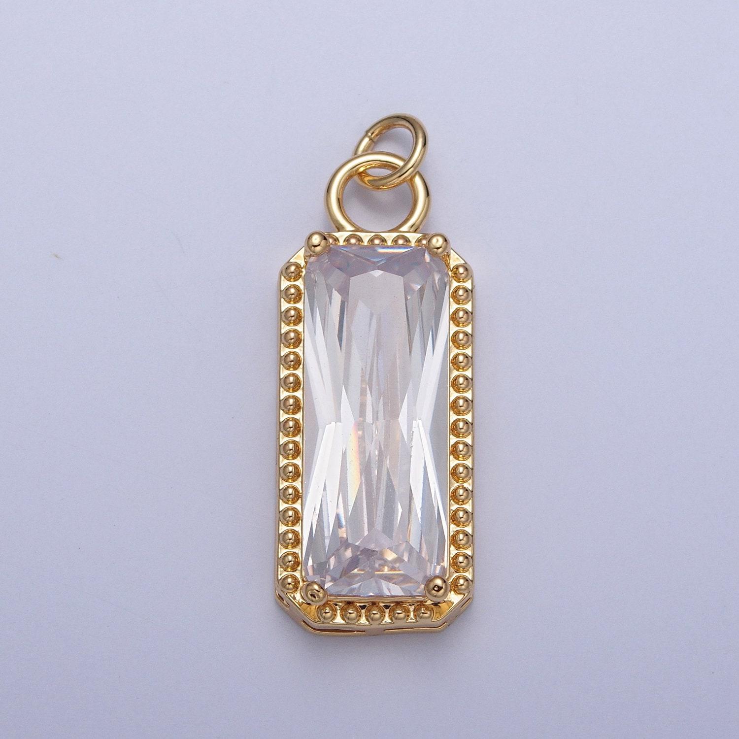24k Gold Filled Rectangular Gemstones Teardrop Cubic Zirconia Cz ...