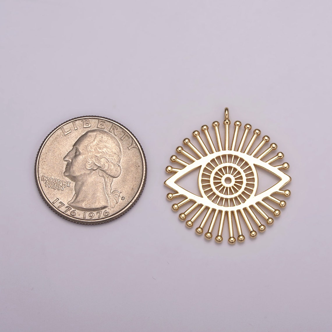 18K Gold Filled Evil Eye Charm Round Eye Medallion Disc Charm - Etsy