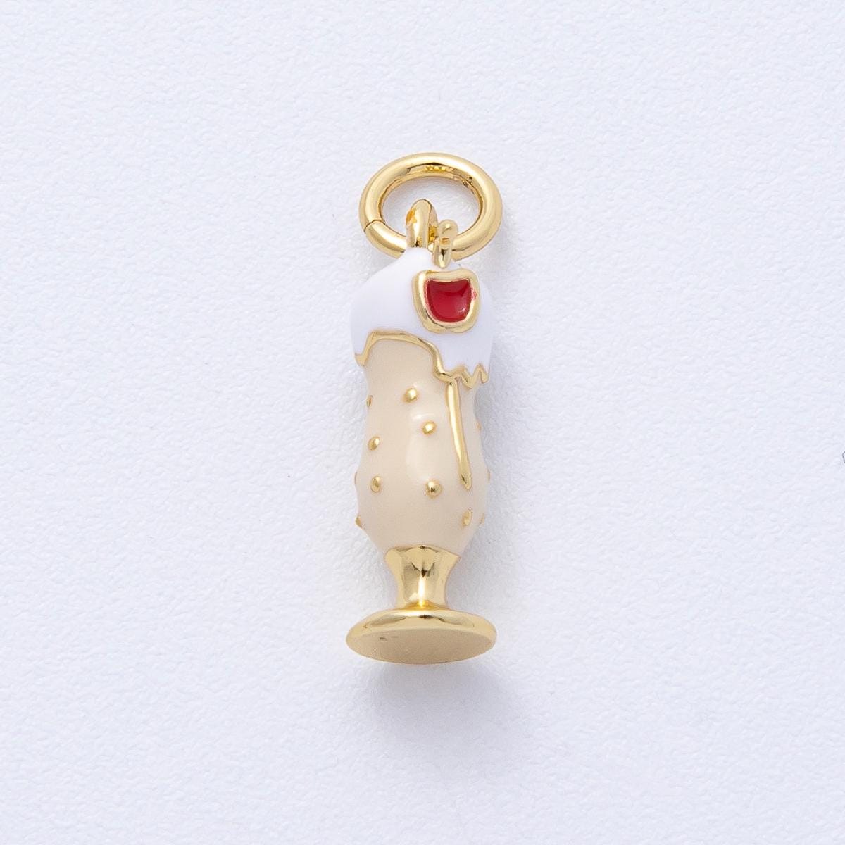 14k Gold Filled Cute Ice Cream Milkshake Charm Sundae Dessert With ...