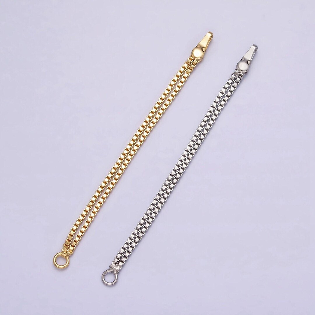 Gold, Silver 5mm Double Box Chain Open Loop Linear Earring Drop Jewelry ...