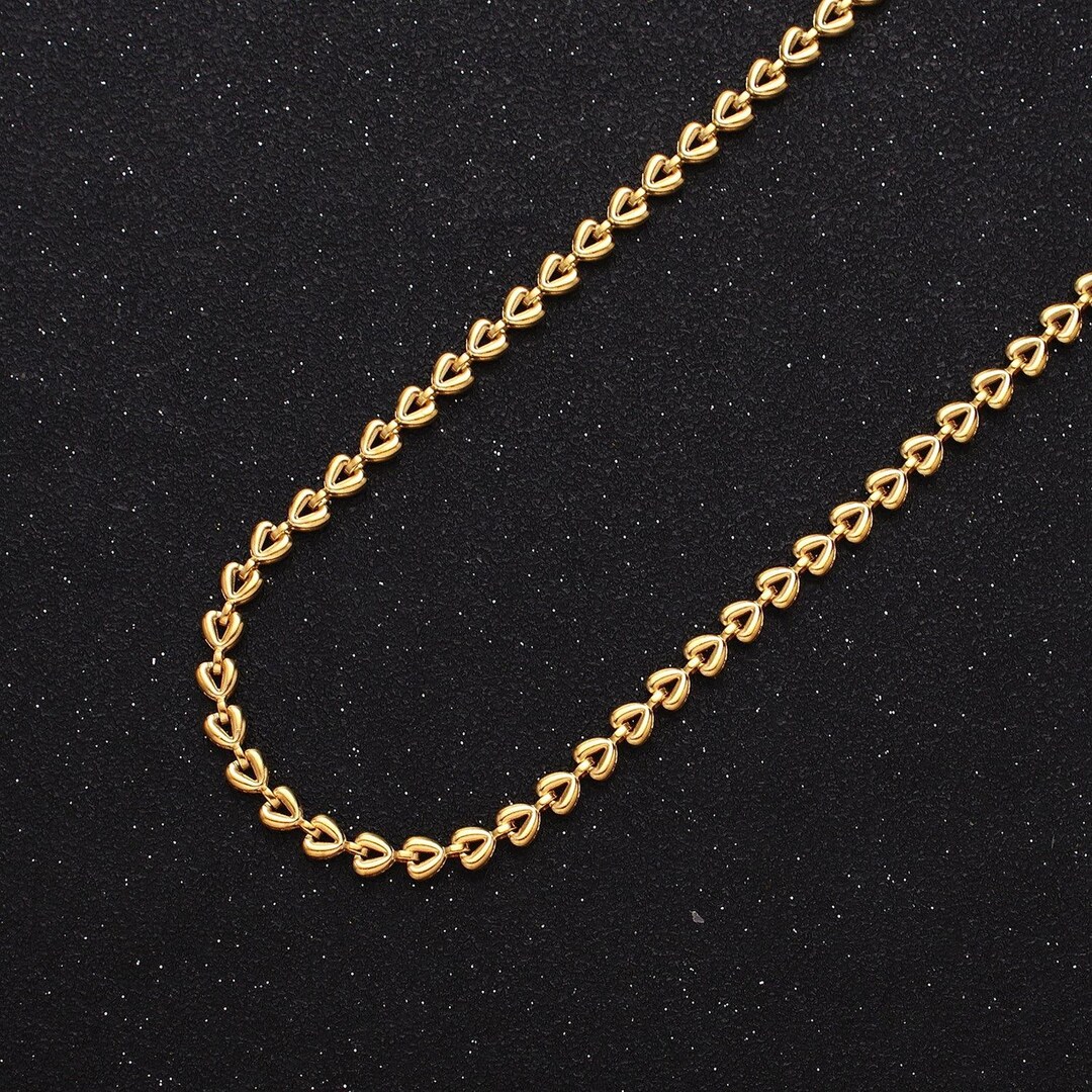 Dainty Baby Heart Link Unfinished Chain 3.9mm 24k Gold Filled Chain by ...