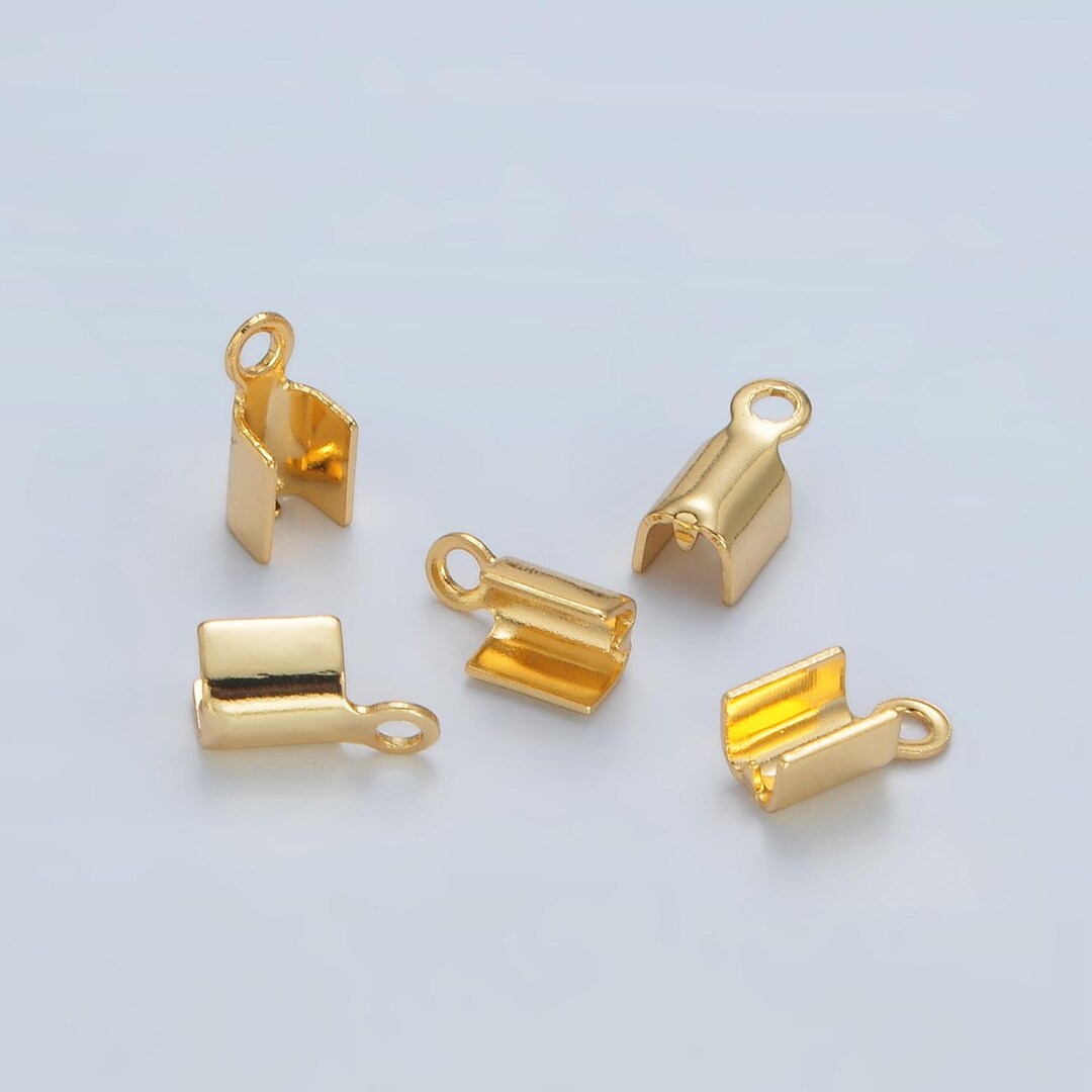 1x Mini Gold Filled Crimps FOLD OVER Cord Ends Crimp End Cap Clamps ...