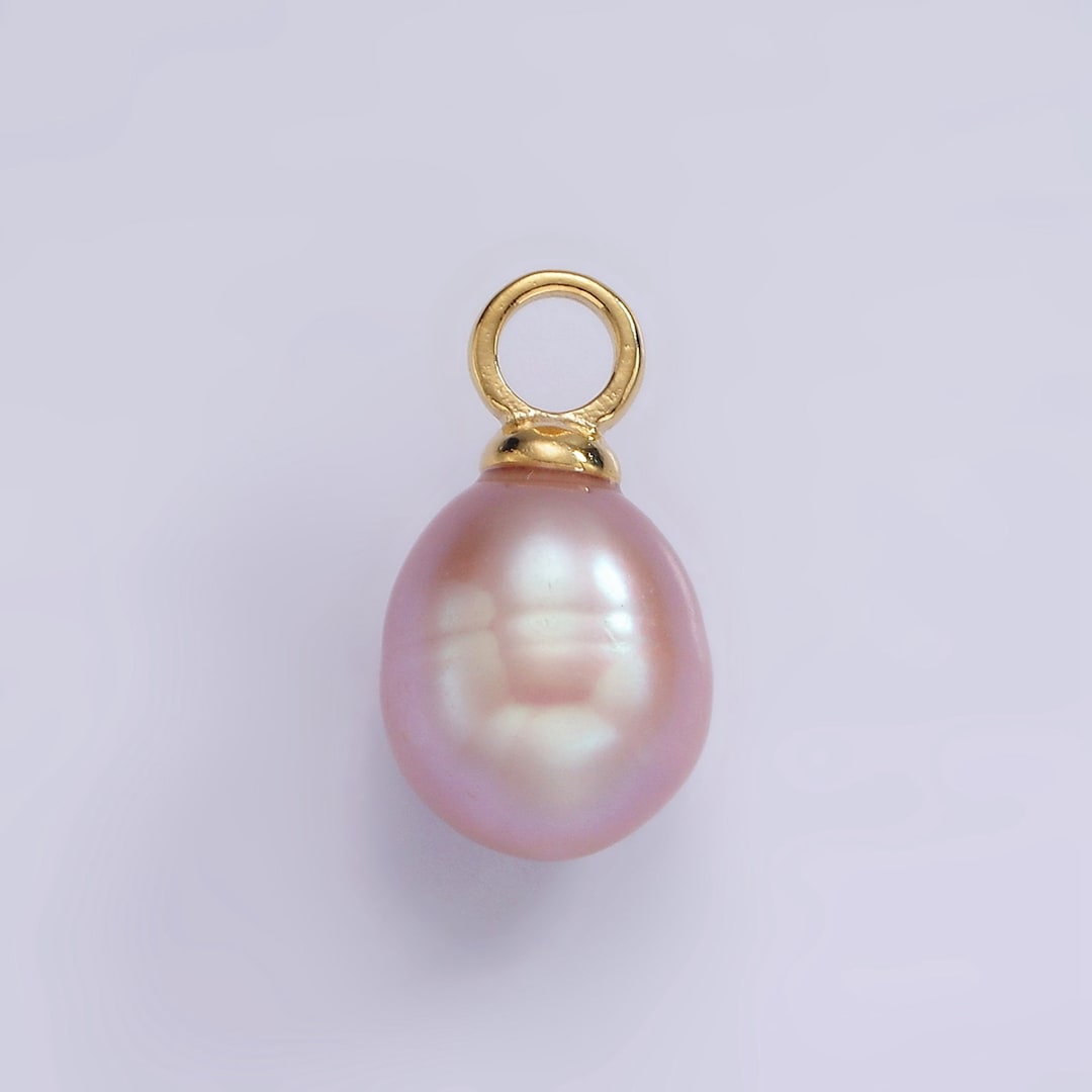 Beautiful Mauve Pink / Purple Oval Pear Pearl Charm Teardrop Genuine ...