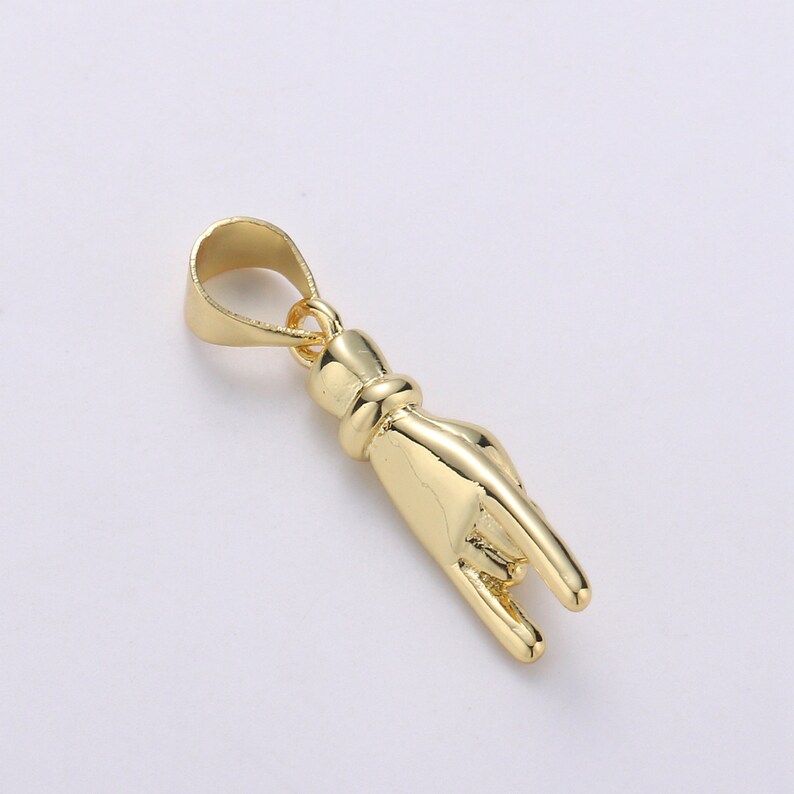 14K Gold Filled Hand Charm Mano Cornuto Good Luck Sign Pendant - Etsy