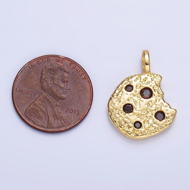 Gold Chocolate Chip Cookie Charm With CZ Snack Pendant Foodie Food ...