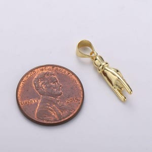 14k Gold Filled Hand Charm Mano Cornuto Good Luck Sign Pendant Hand ...