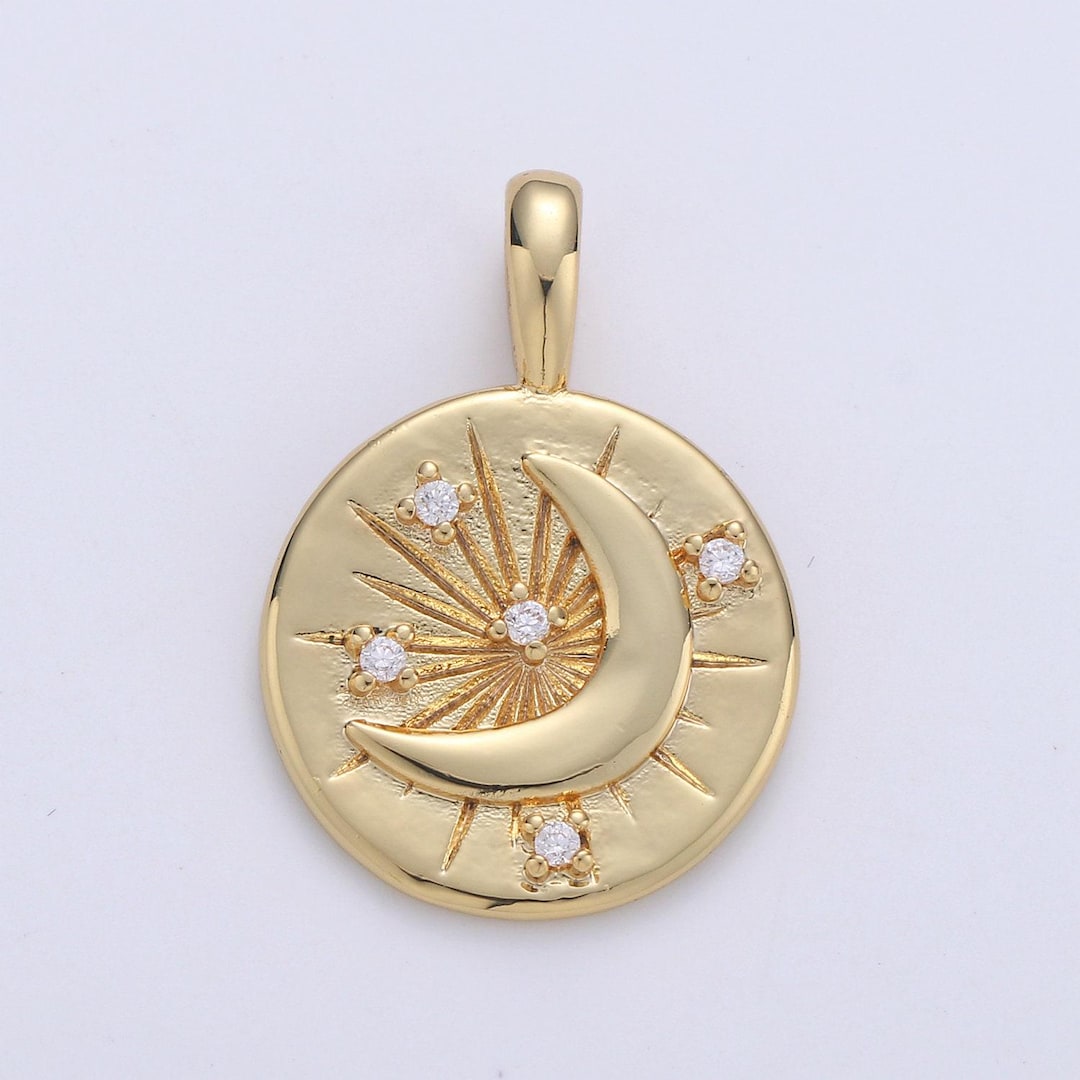 Celestial Jewelry Gold Crescent Moon Charm Double Sides Design Jewelry ...