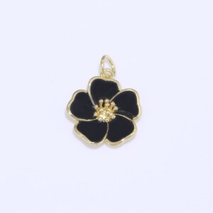 Dainty Hibiscus Charm Tropical Flower Gold Filled Enamel Charm Hawaiian ...