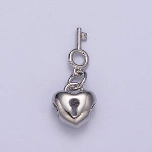Gold Filled Love Lock, Heart Shaped Bead Padlock With Key Silver Heart ...