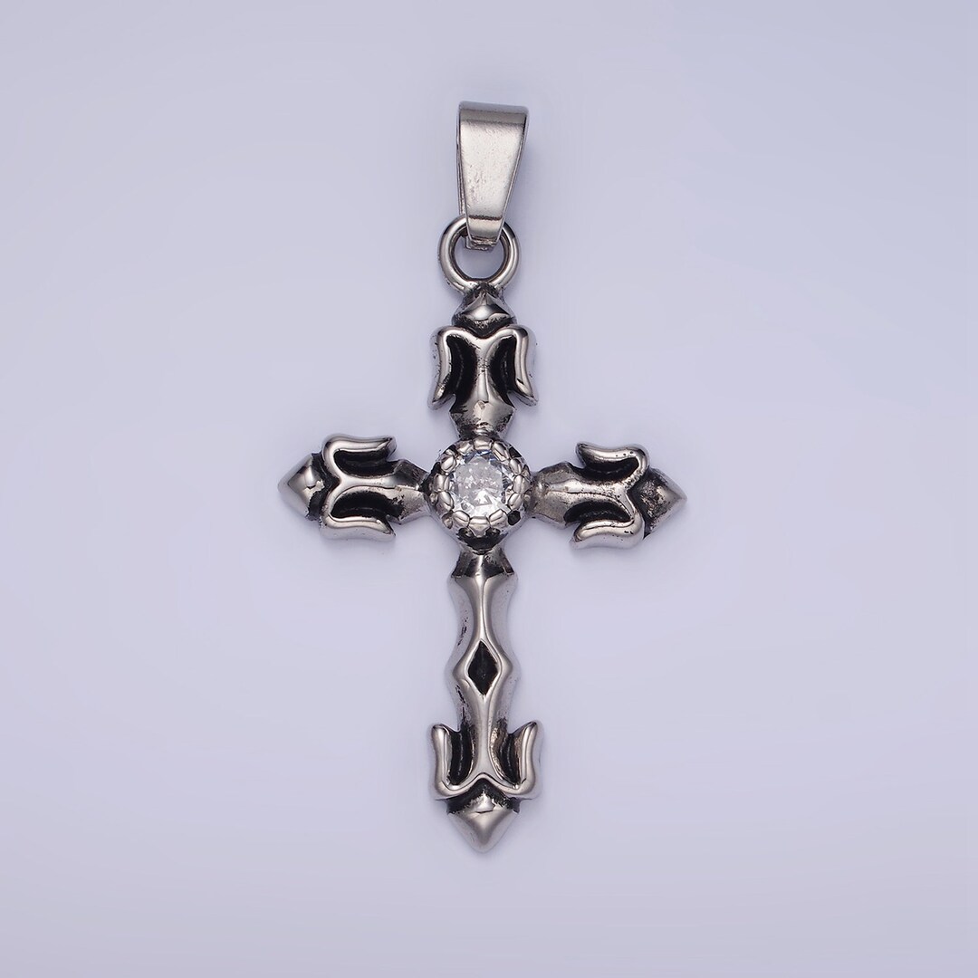 Chunky Cross Charm Stainless Steel Cross CZ Style for Men Jewelry ...
