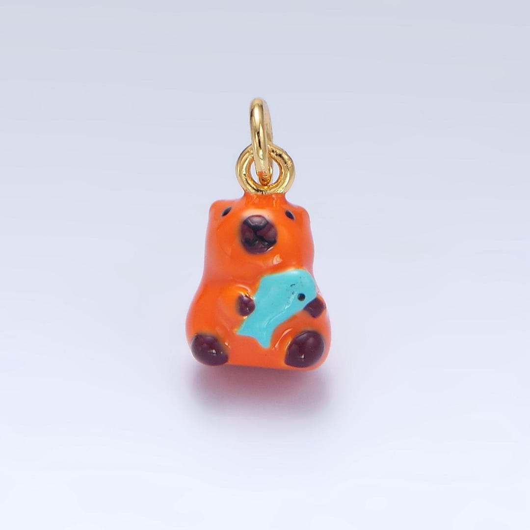 Cute Capybara Charms Glass Animal Pendant DIY Jewelry Making Supply for ...