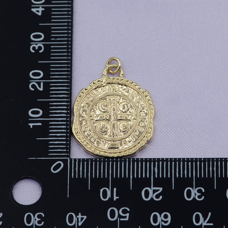 Double Sided Charm Dainty Gold Coin Cross Charm Rustic - Etsy