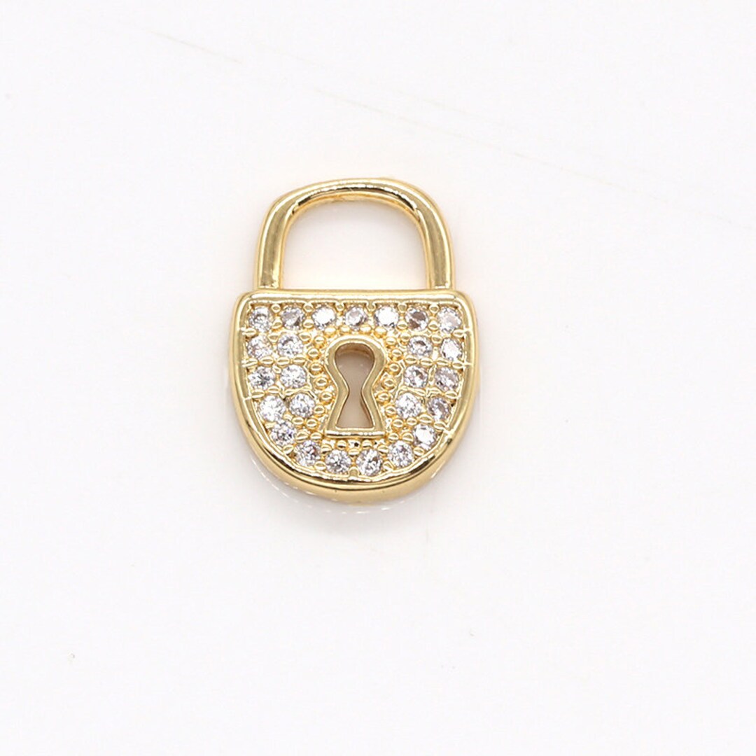 Mini Bucket Lock Charms, Micro Pave Gold Padlock Charms, , Padlock ...