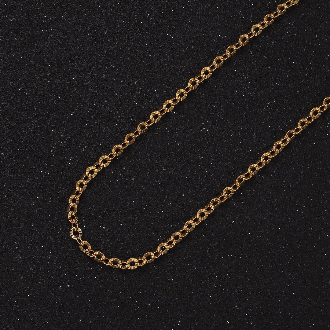 Stainless Steel Rolo Chain by Yard Sunburst Oval Cable Chain Textured ...