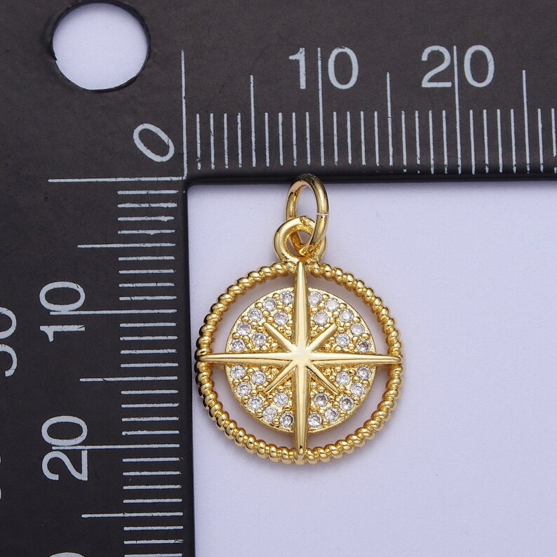 Gold North Star Compass Pendant 24K Gold Plated Croissant - Etsy