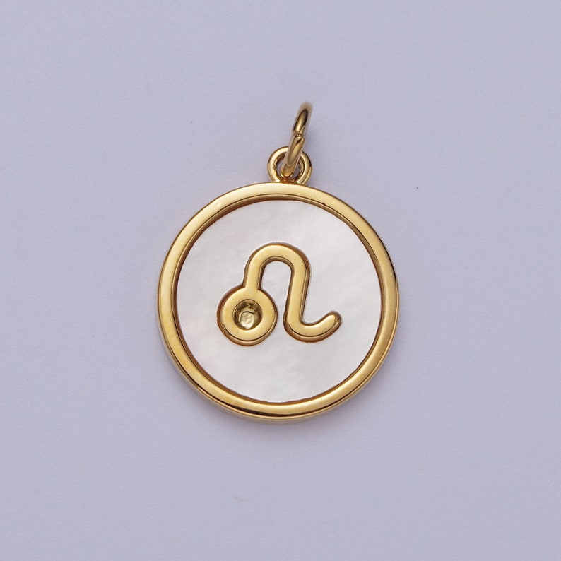 Shell Pearl Gold Zodiac Signs Medallion Pendant 24K Gold - Etsy
