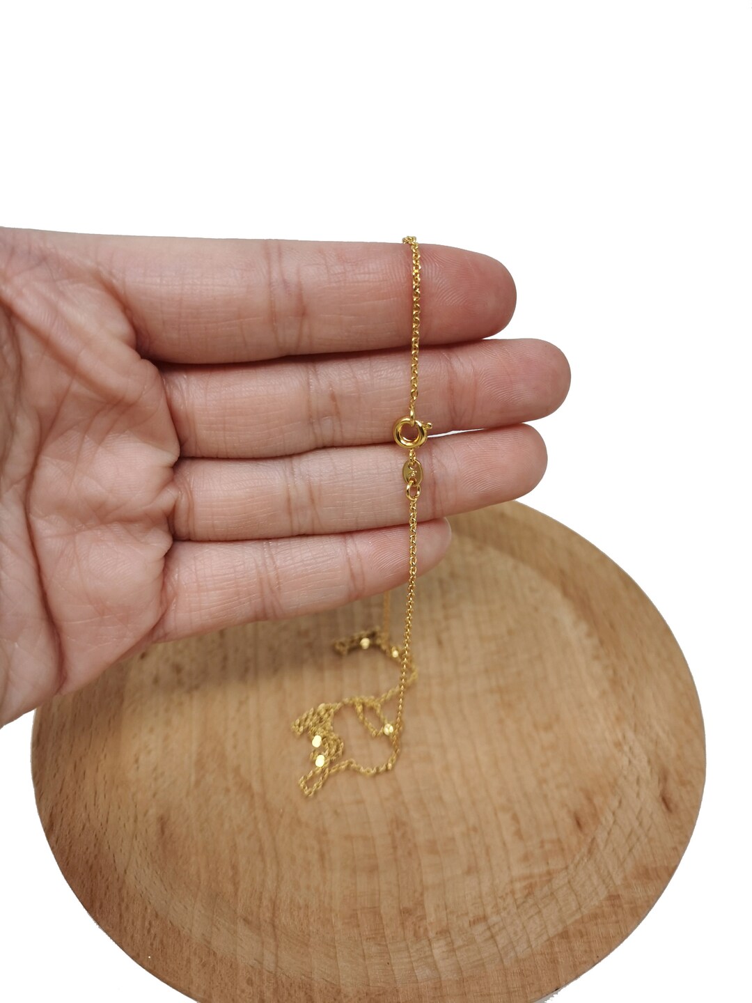 17.7'' Ready to Use 24K Gold Thin Rolo Necklace Chain, Layering Rolo ...