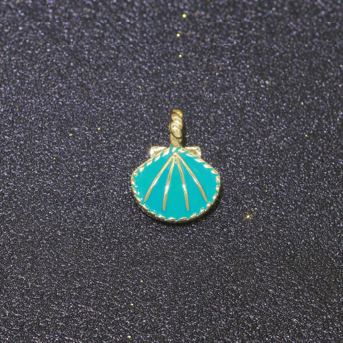 Dainty Enamel Sea Shell Charm Seashell Charm Oyster Necklace | Etsy