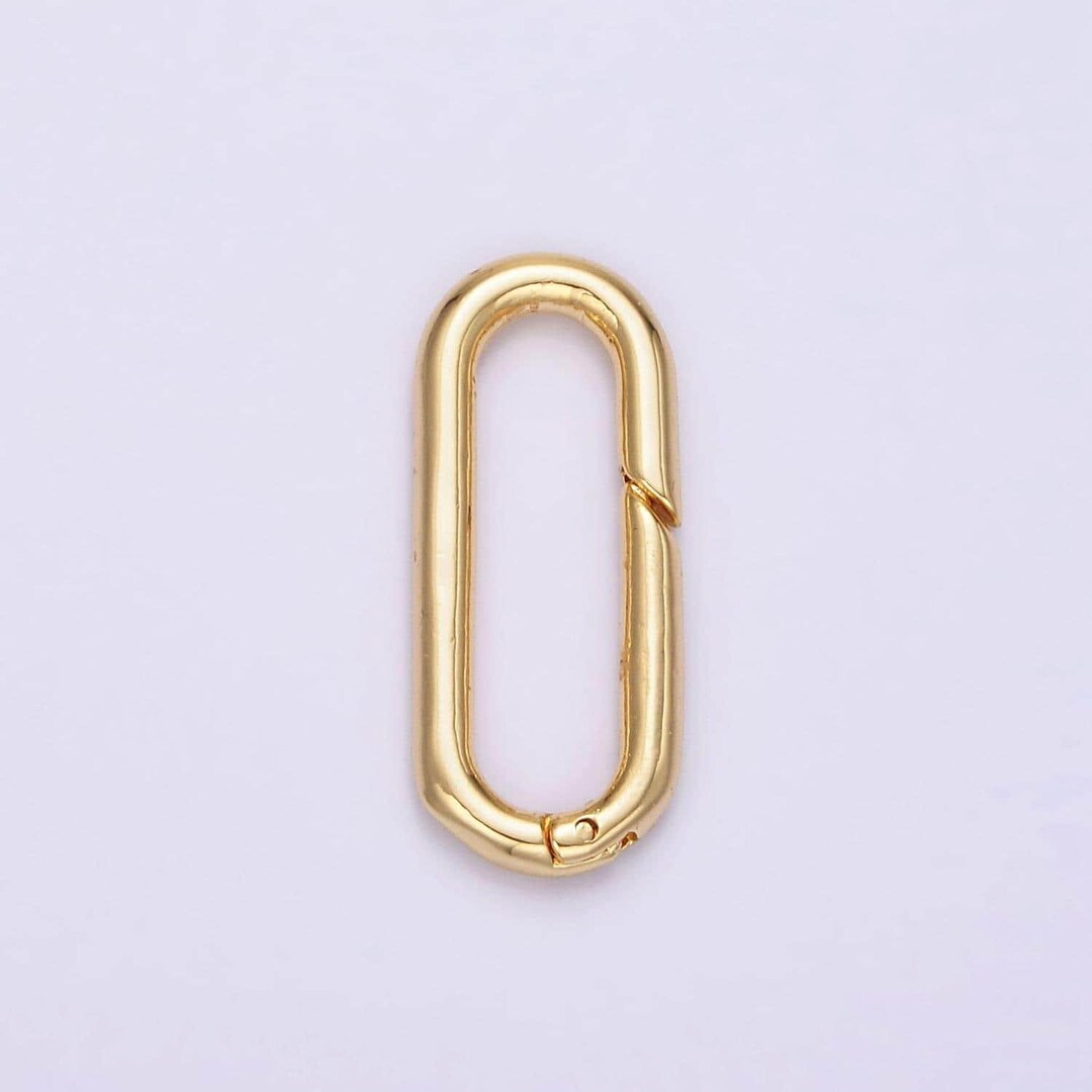 24k Gold Filled 21mm Push Oblong Oval Spring Gate Minimalist Findings ...