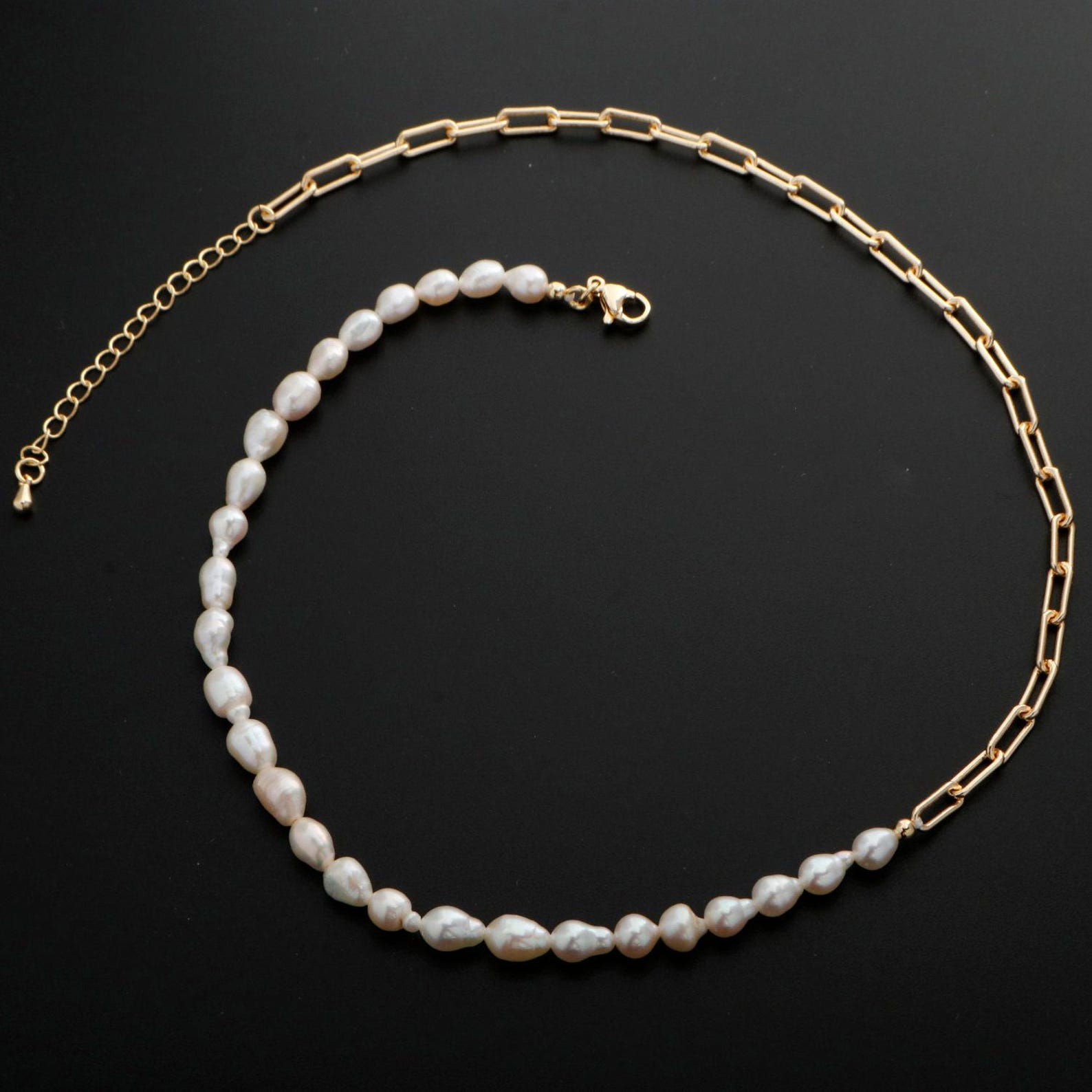Pearl Choker Necklace, Stadium Link Chain Necklace, Pearl Necklace, 16. ...