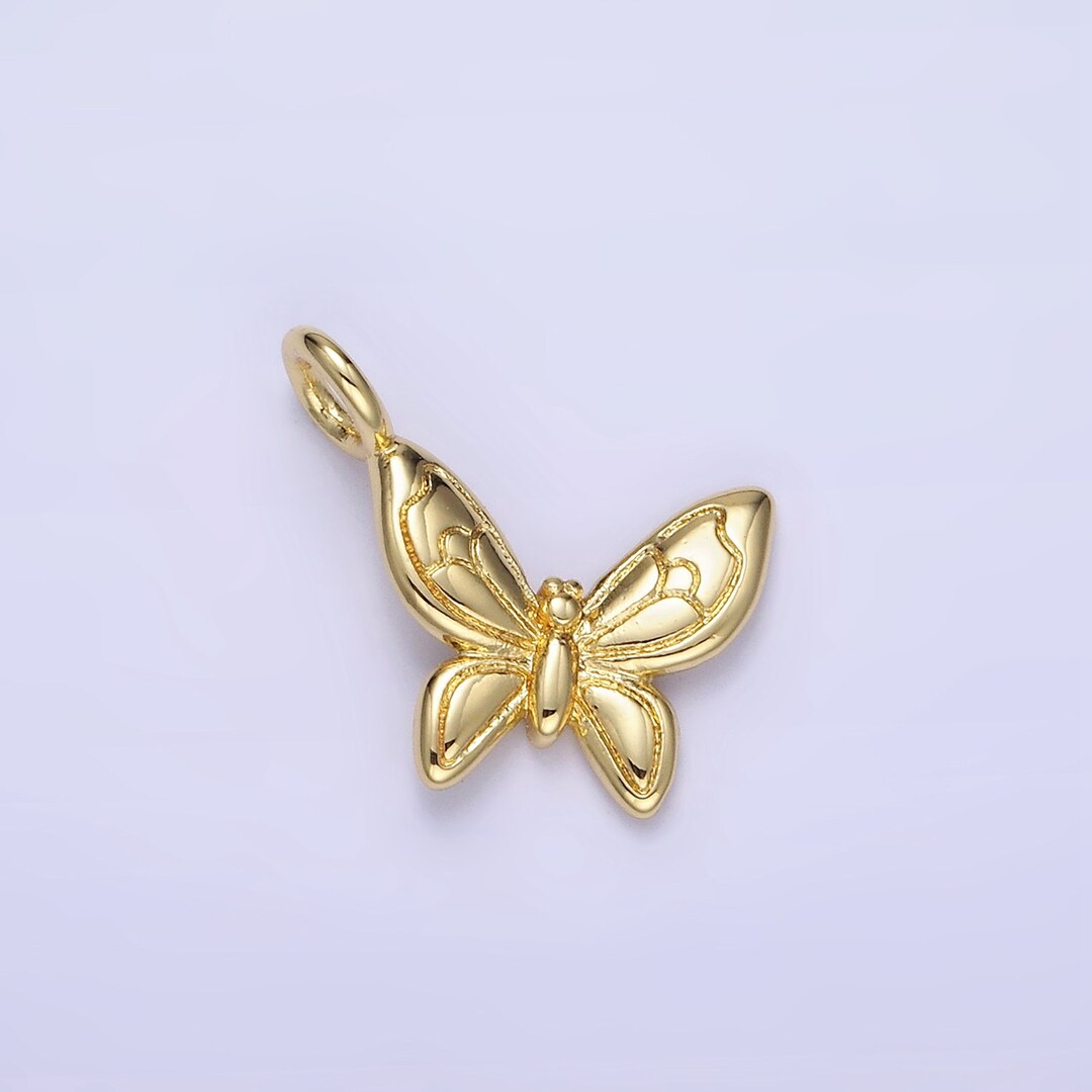 14K Gold Filled Line-textured Butterfly Mini Charm AG-701 - Etsy