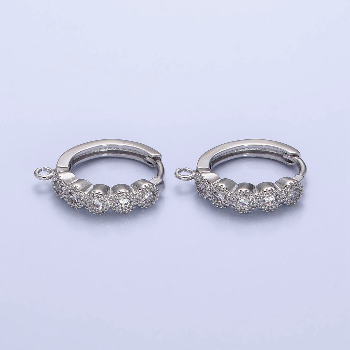 CZ Open Loop Silver Rounded Huggie Earring | Z-324 - Etsy