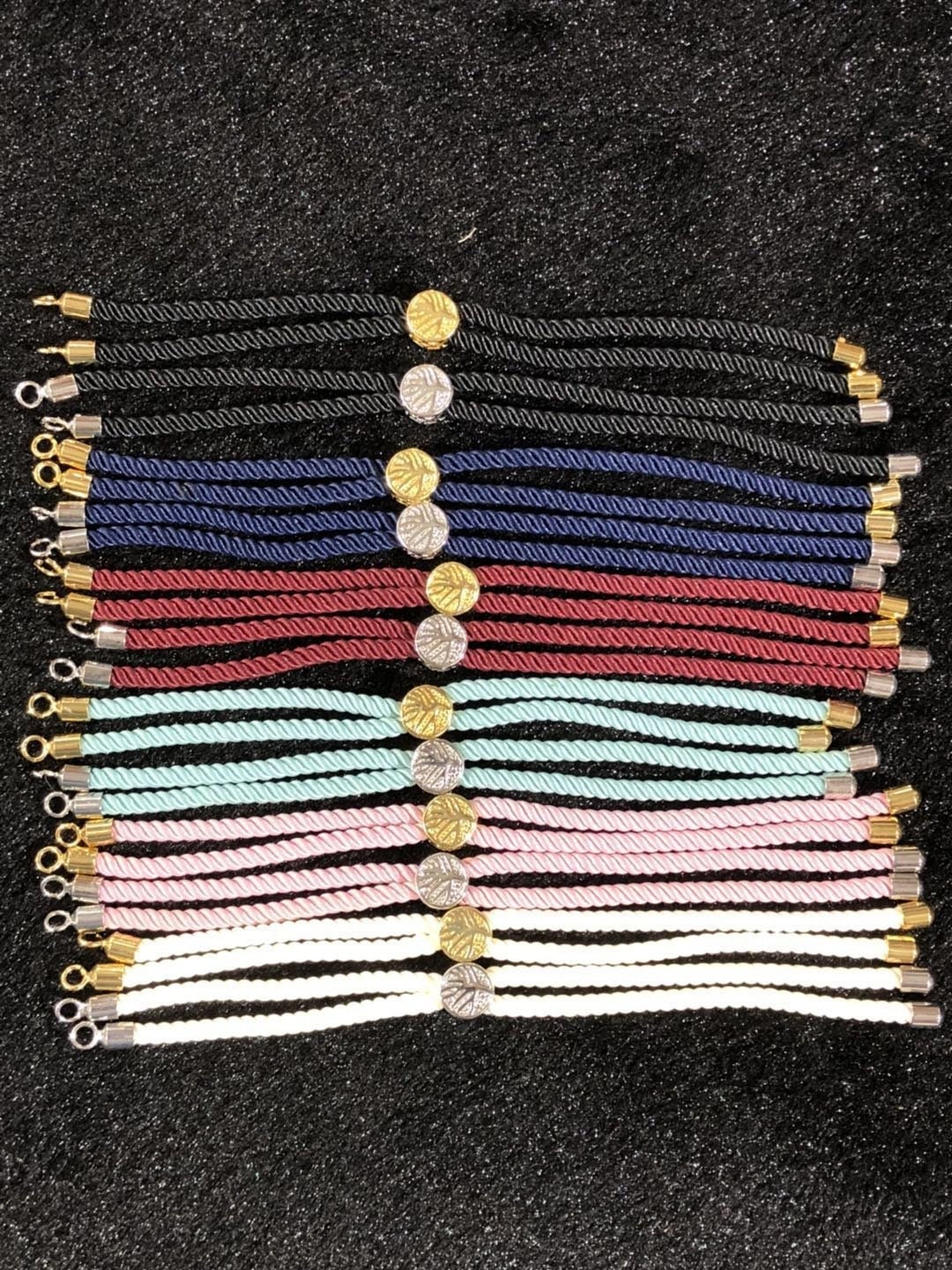 1pc Half Finished Adjustable Cord Bracelet With Rings in Black, Blue ...