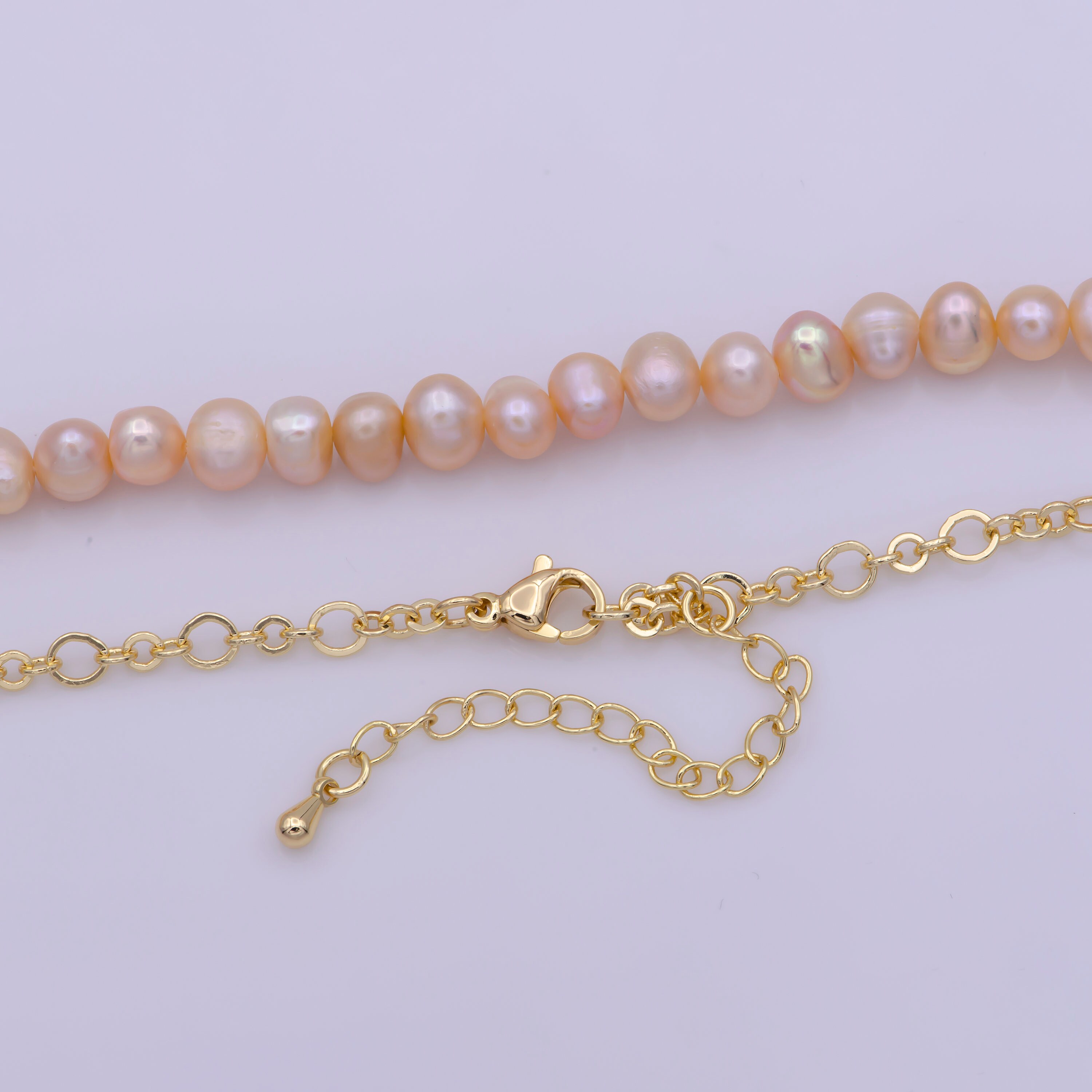 Peach Pearl Necklace Fresh Water Pearl Baroque Rolo Gold - Etsy