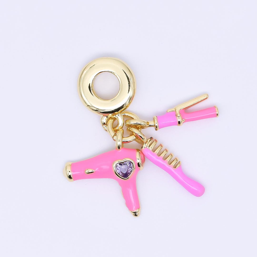 24K Gold Filled 16mm Pink Hair Blower, Straightener, & Comb Beauty Set ...
