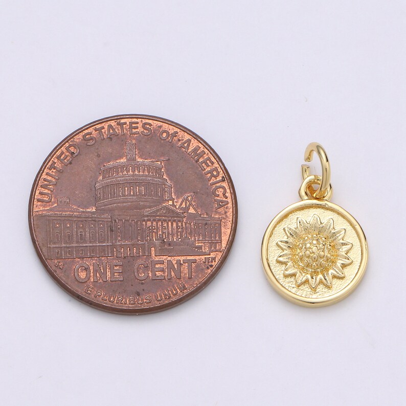 24k Gold Filled Sunflower Charm Petal Sun Flower Pendant Coin - Etsy