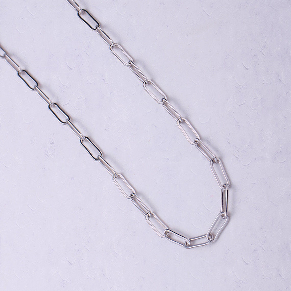 14K White Gold Oval Paperclip Dainty Chain by Yard Elegant | Etsy