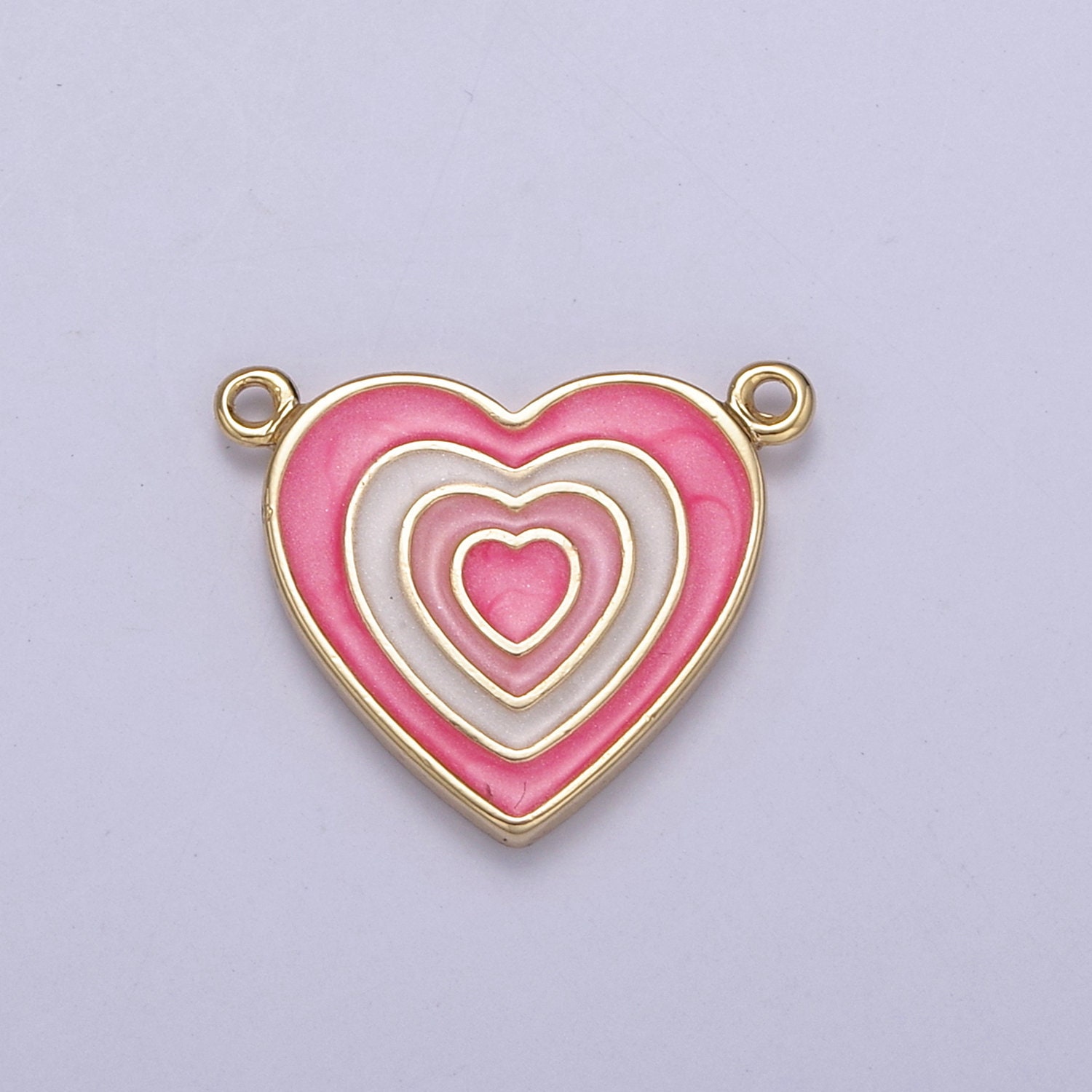 Pink Enamel Heart Charm Connector With You Are Loved for - Etsy