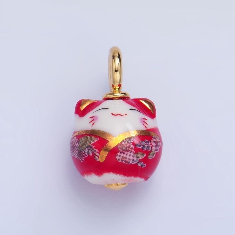 Lucky Cat Charm - Etsy