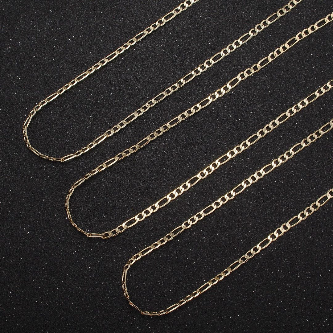 24k Gold Filled Figaro Necklace • Minimalist Necklace Chain • Unisex ...