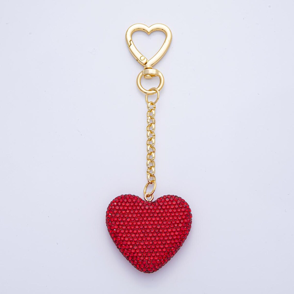 18K Heart Shaped Gold Filled White Red Pink Bedazzled Heart Bag Crystal ...