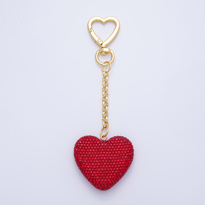 18K Heart Shaped Gold Filled White Red Pink Bedazzled Heart Bag Crystal ...