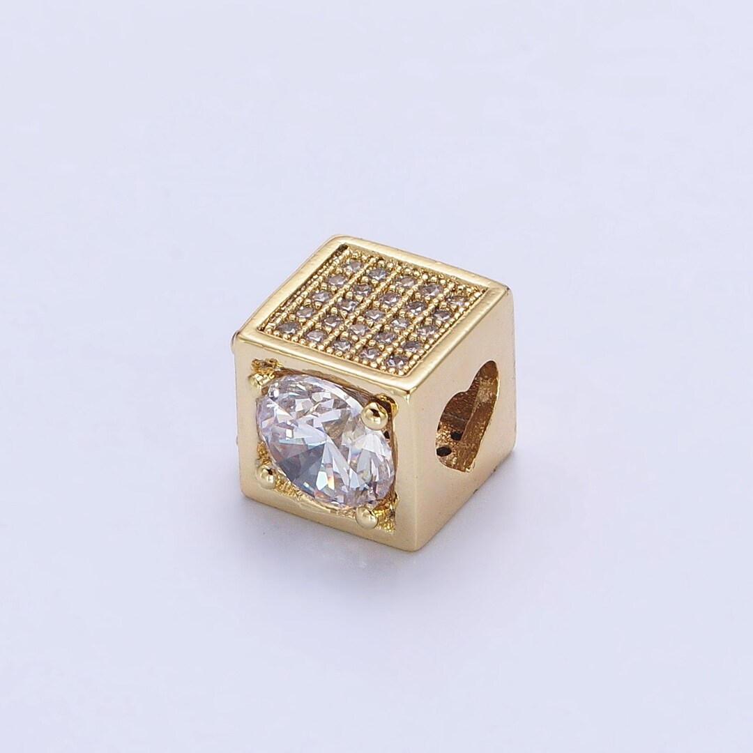 14k Gold Filled CZ Micro Pave Beads, Cubic Zirconia Beads Heart ...