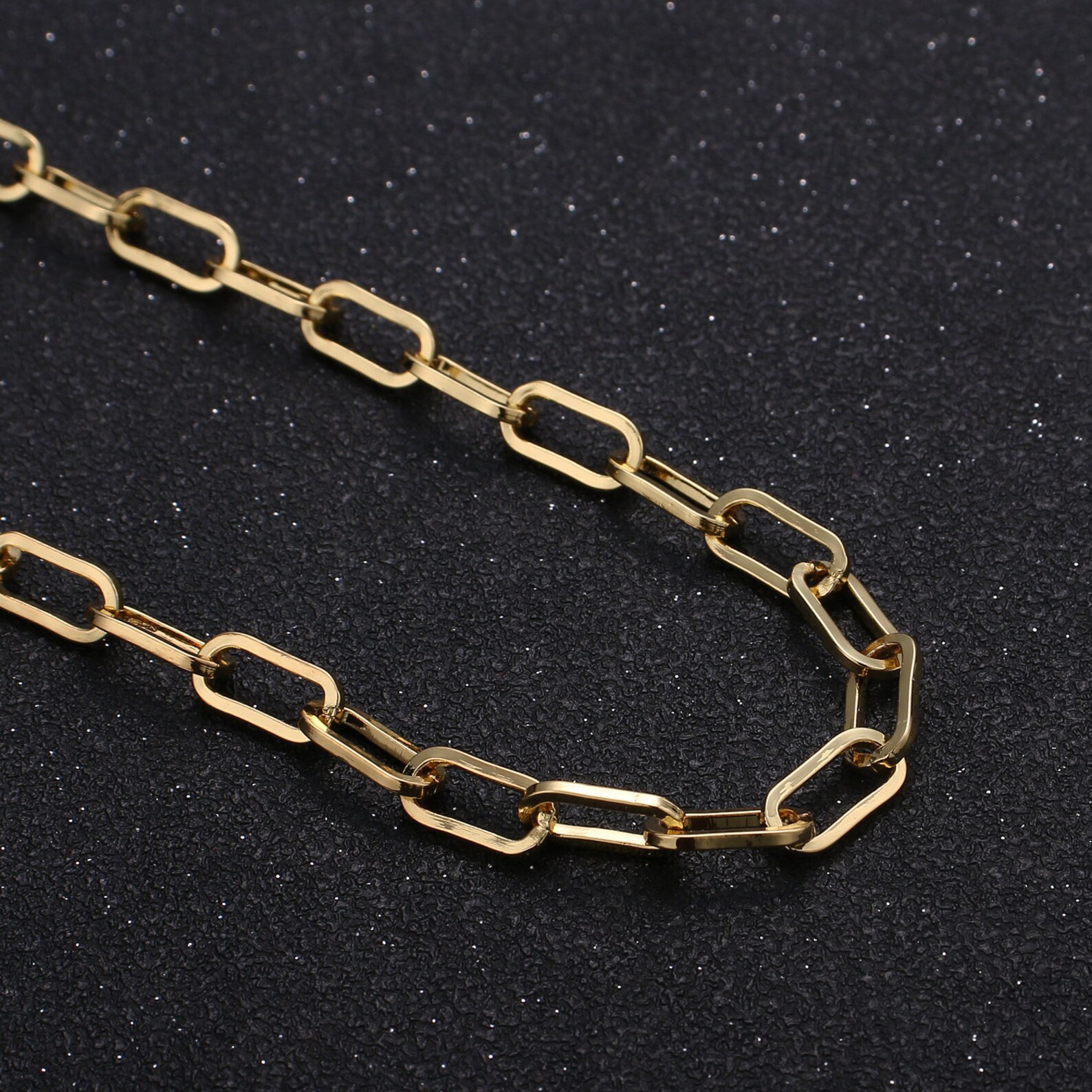 24K Gold Paper Clip Chain by Yard Gold Elongated Chain | Etsy