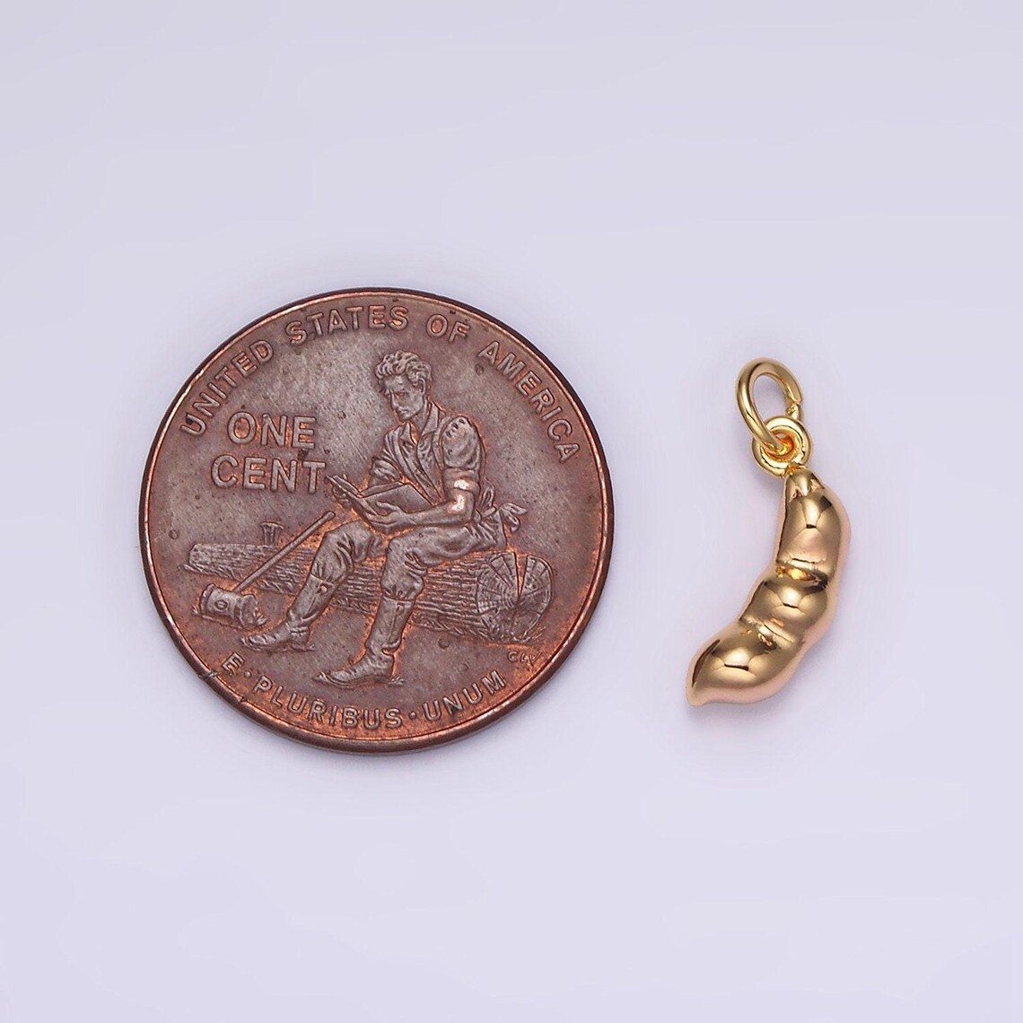 16k Gold Filled Triple Peapod Peanut Geometric Curved Minimalist Mini ...