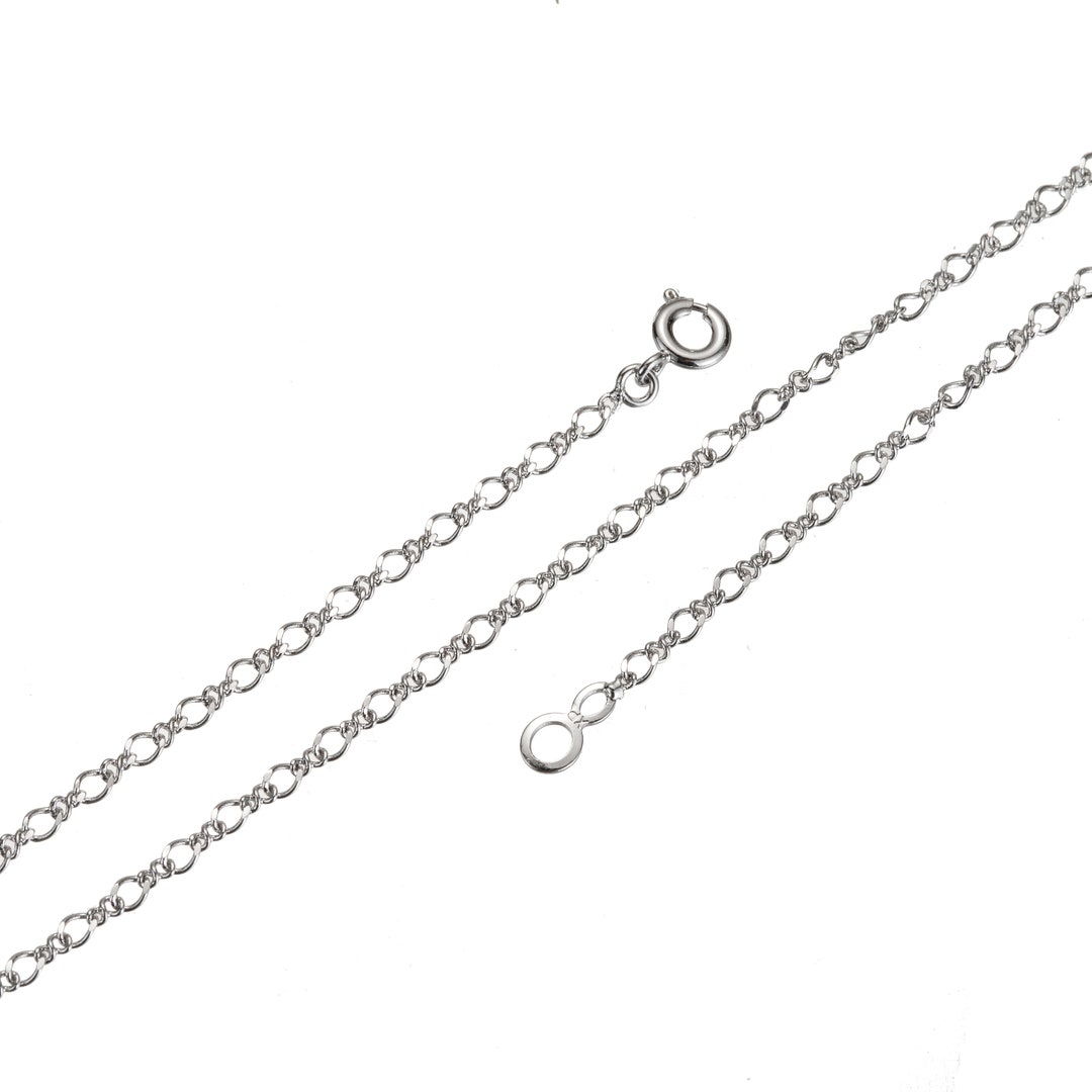 1pc 16 White Gold Figure 8 Rolo Chain,2.5 Mm Figure 8 Chain With Spring ...