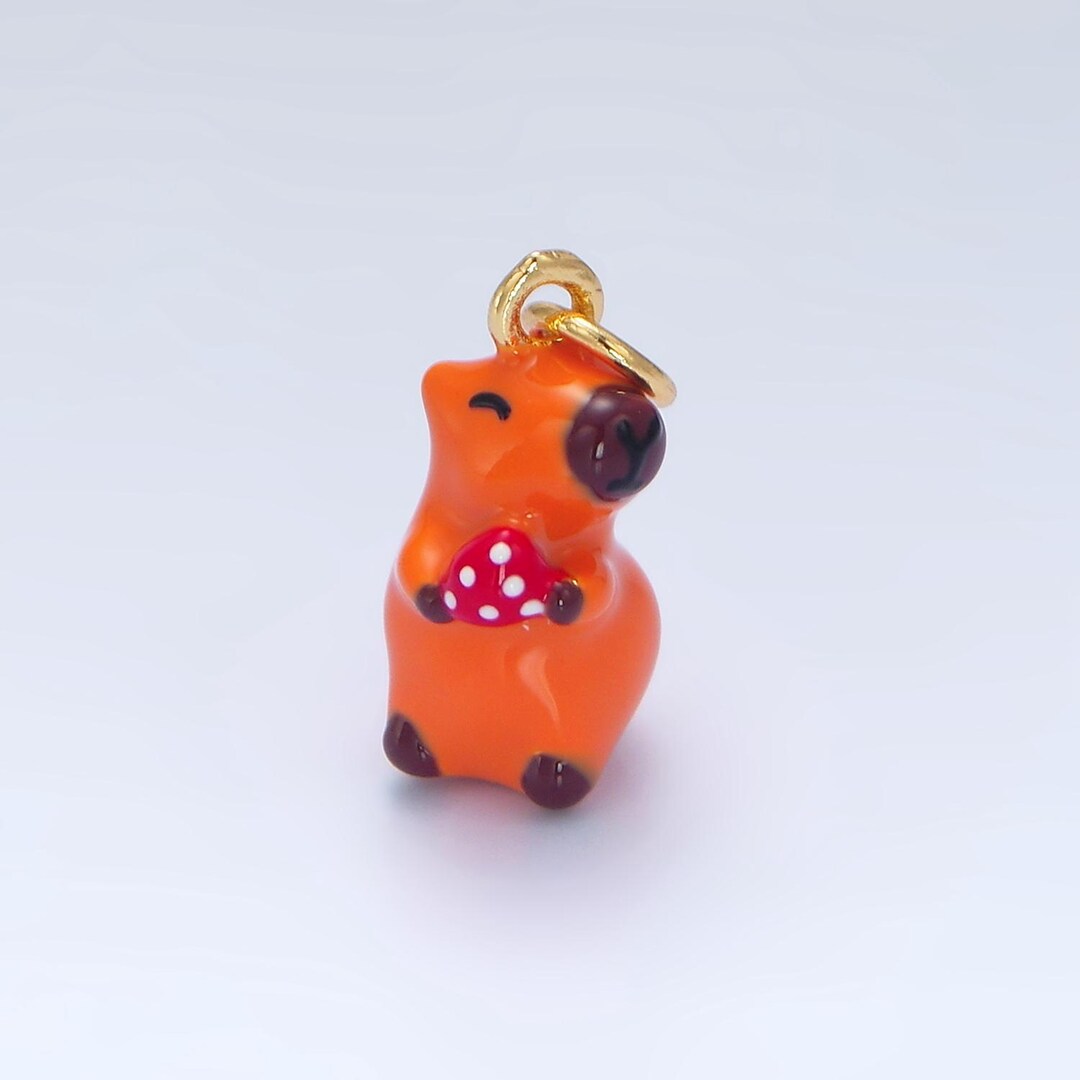 Cute Capybara Charms Glass Strawberry Pendant DIY Jewelry Making Supply ...