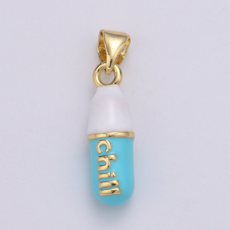 1pc. CHILL Choose Color Pill Charm Necklace Dainty Word - Etsy