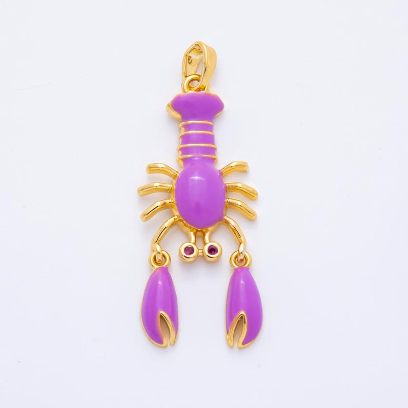 Move Claw Red Lobster Charms 18K Gold Filled Enamel Lobster Pendant Sea ...