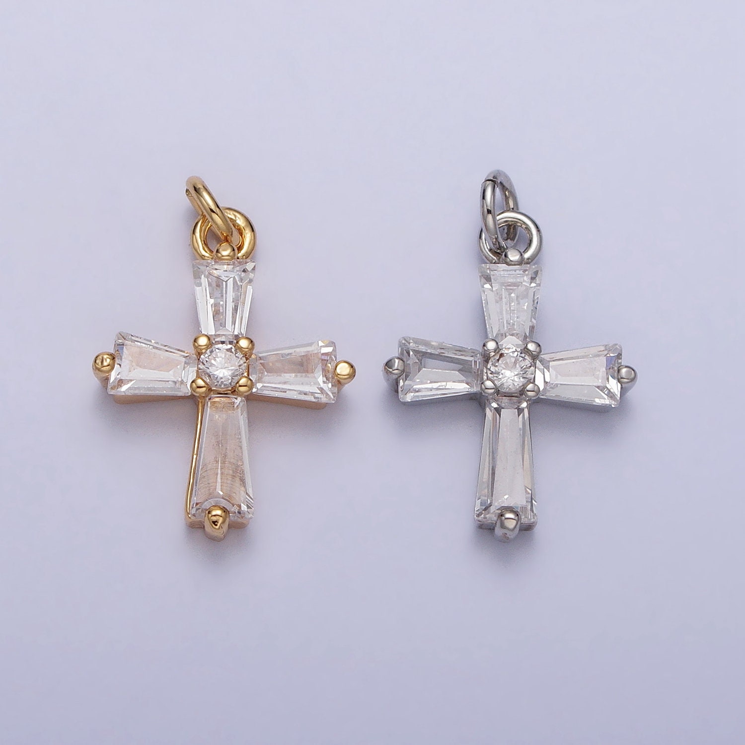 Mini Cross Charm 16k Gold Plated Baguette CZ Religious Pendant - Etsy