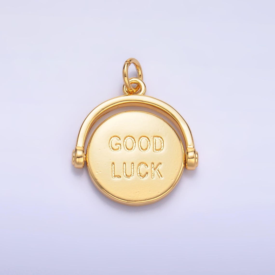 Double Sided Dainty Gold Filled Good Luck Coin Charm Fortune Coin Try ...