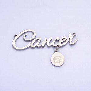Stainless Steel Cursive Font Zodiac Charms Connector for Necklace ...