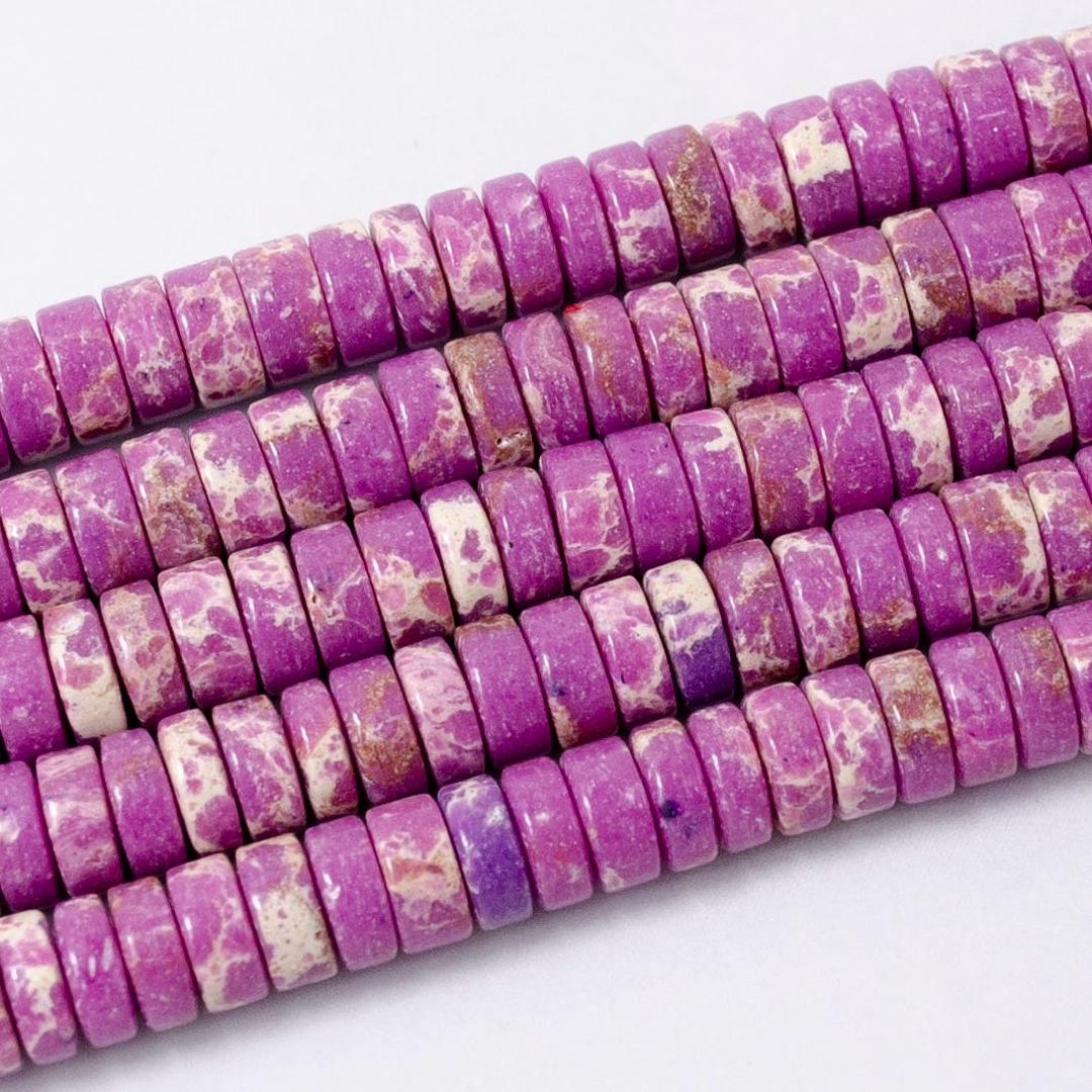 Gemstone Purple Natural Sea Sediment Jasper Heishi Gemstone Heishi ...