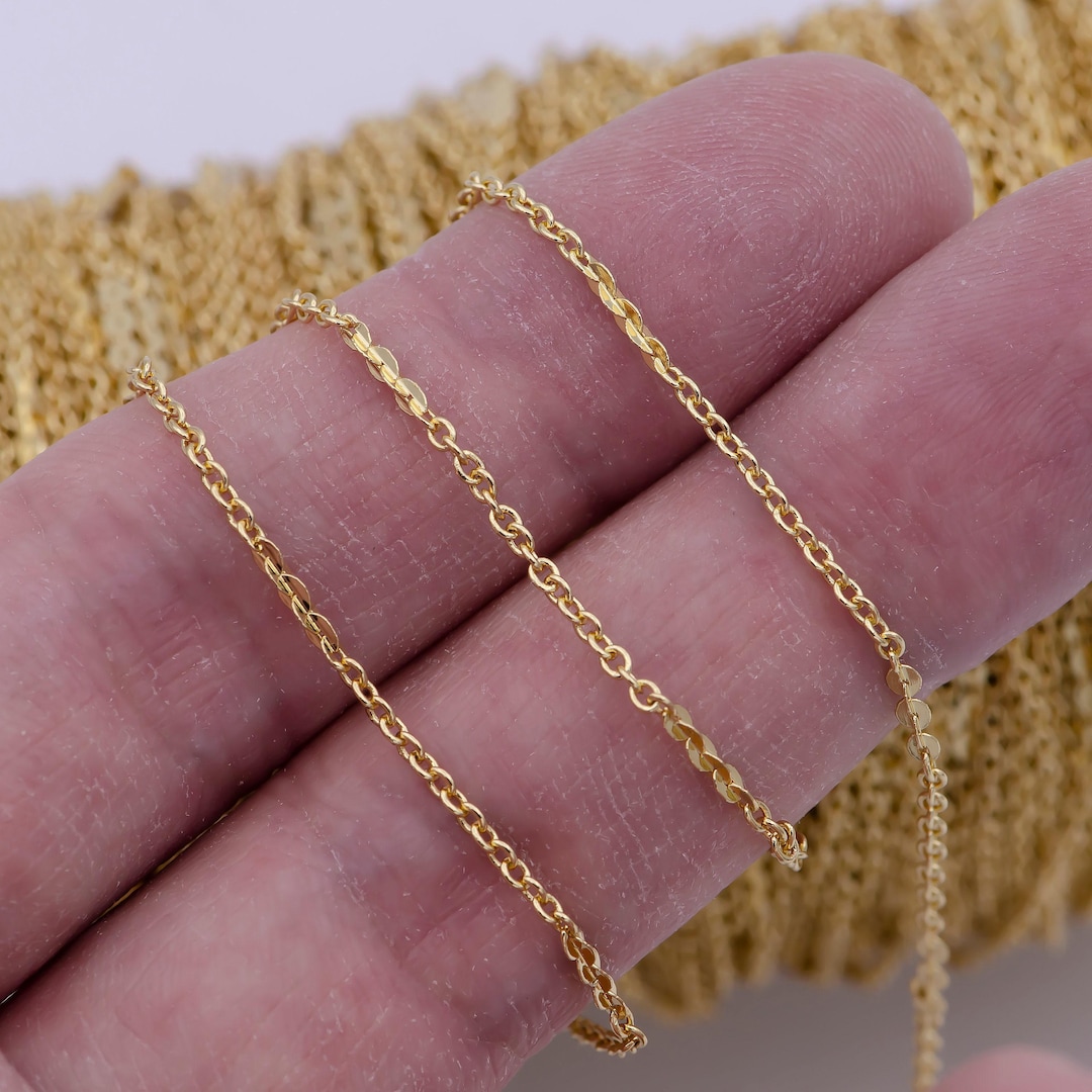 Dainty 1.5mm Link Chain, 24k Gold Filled Cable Unfinished Chain in Gold ...