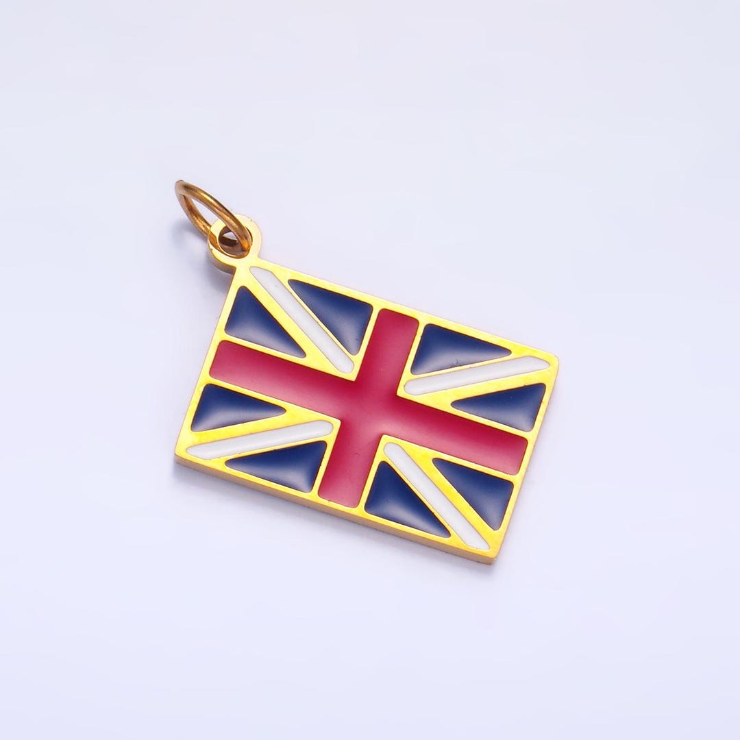 Gold Stainless Steel British Flag Pendant Union Jack Flag Pendant for ...